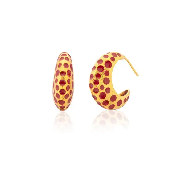 MILOU JEWELRY Perforated Hoop Earrings - Red