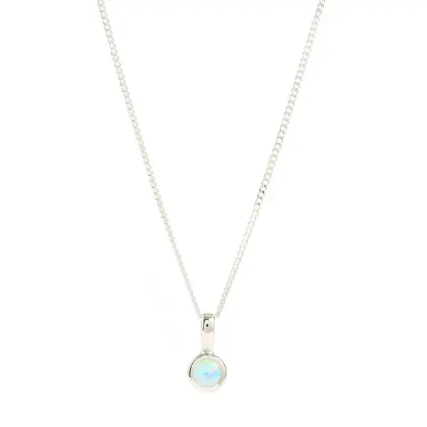 CHARLOTTE'S WEB JEWELLERY October Birthstone Charm Necklace Opal - Silver