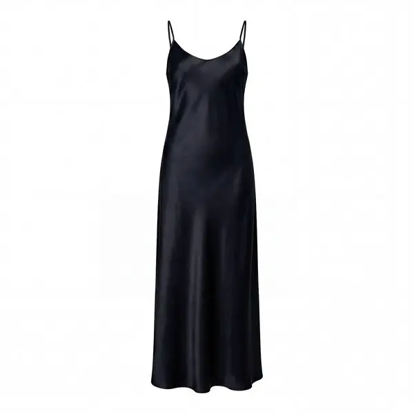 VIMISSIA Long Silk Slip Dress - Black