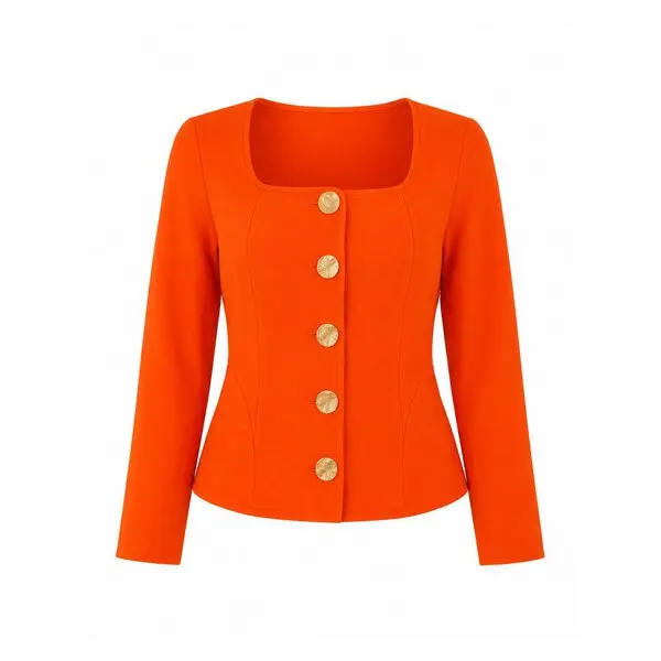 GIRL IN MIND Archer Square Neck Long Sleeve Jacket - Orange