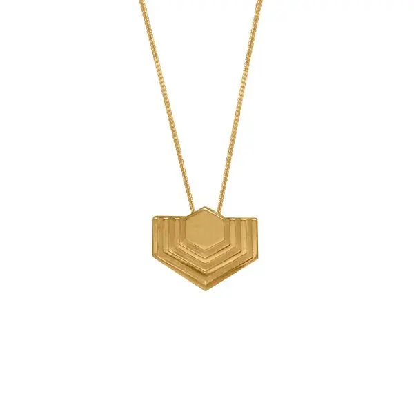 EDGE ONLY Abstract Hexagon Pendant 18ct Vermeil - Gold