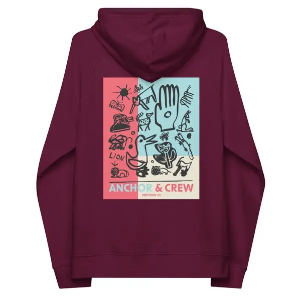 ANCHOR & CREW Burgundy One Moon Safari Editions Organic Cotton Hoodie - Red