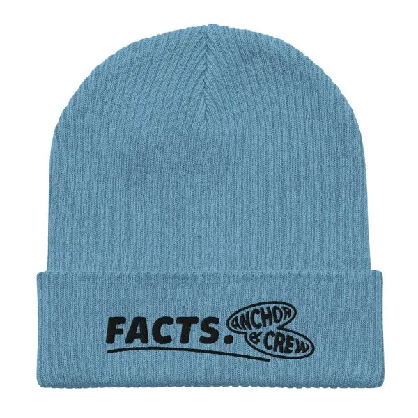 ANCHOR & CREW Light Facts Gen. Organic Cotton Embroidered Beanie - Blue