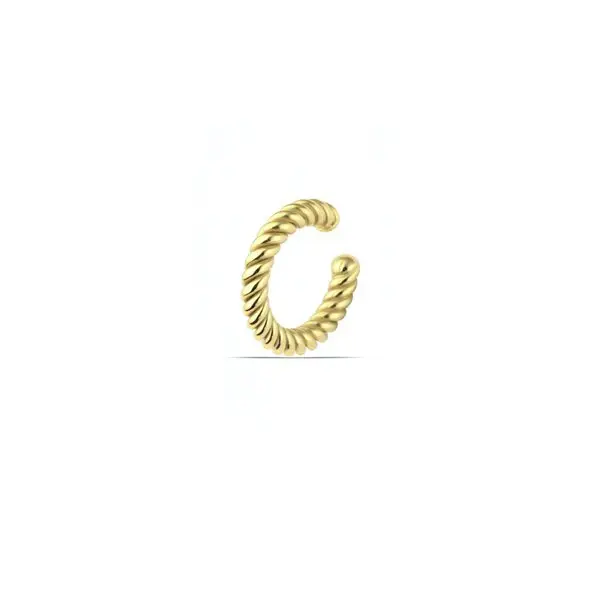 SPERO LONDON Twisted Sterling Silver Ear Cuff No Piercing - Gold