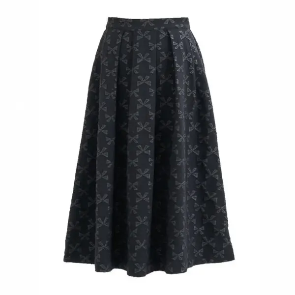 LOUCHE Belita Bow Jacquard Midi Skirt - Black