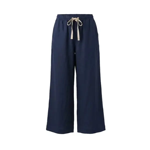 Adrift Clothing Breezy Relaxed Linen Pant In Navy - Blue