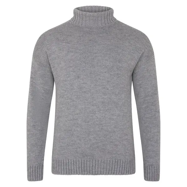 PAUL JAMES KNITWEAR The Modern Submariner Roll Neck Merino Wool Porter Jumper Light - Grey
