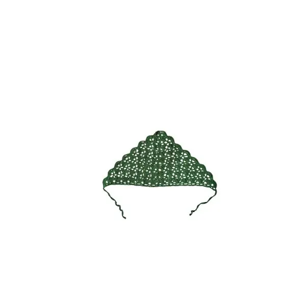 SPRINGMOONATELIER Handmade Crochet Triangle Bandana – Detailed Motif Design - Green