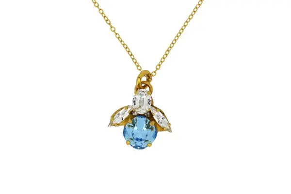 VICKISARGE The Bee Necklace In Gold Long - Blue
