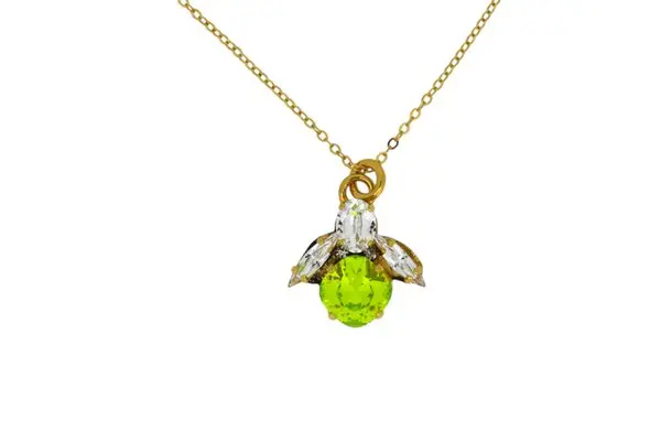 VICKISARGE The Bee Necklace In Gold Long - Green