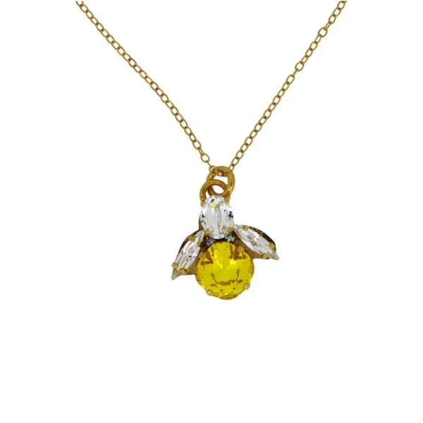 VICKISARGE The Bee Necklace In Gold Long - Yellow