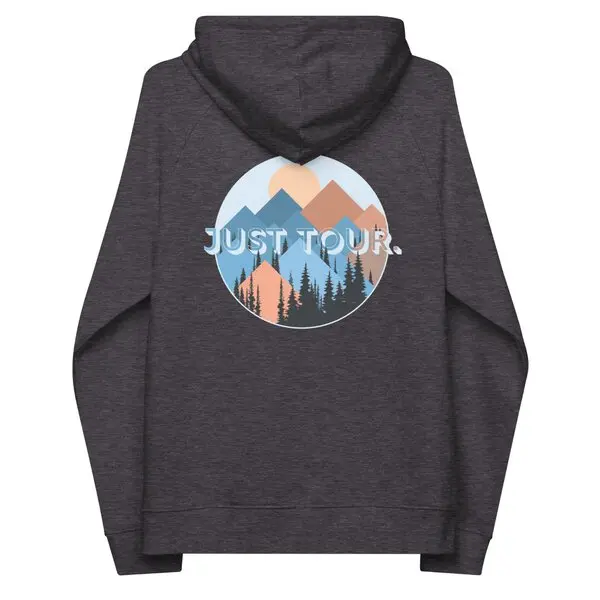 ANCHOR & CREW Charcoal Melange Just Tour. Seeker Organic Cotton Raglan Hoodie - Grey
