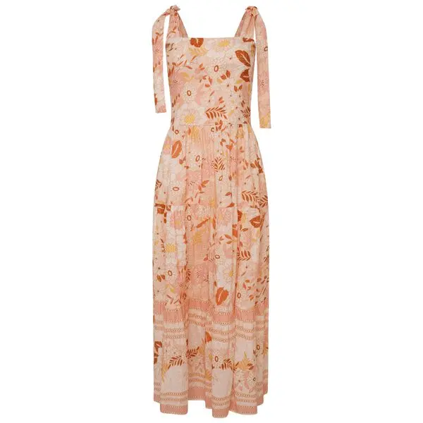 LATELIER LONDON Celia Floral Retro Print Midi Sundress - Orange