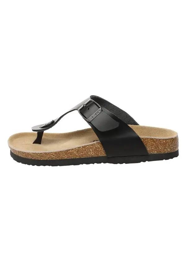 EVERAU AUSTRALIA Flamingo Leather Toe Thong Sandals - Black