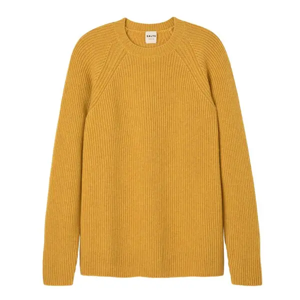 SALTS CASHMERE Fisher Rib Crew Neck Sweater - Gold