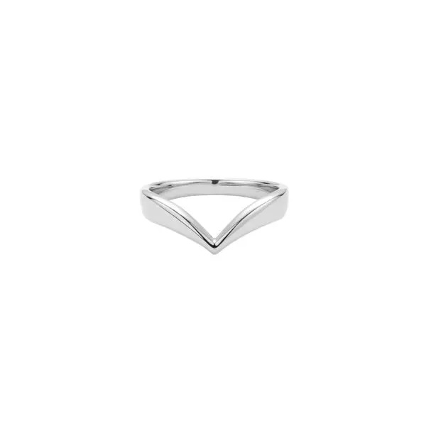 VANCHI Veda Plain Chevron Ring - Silver