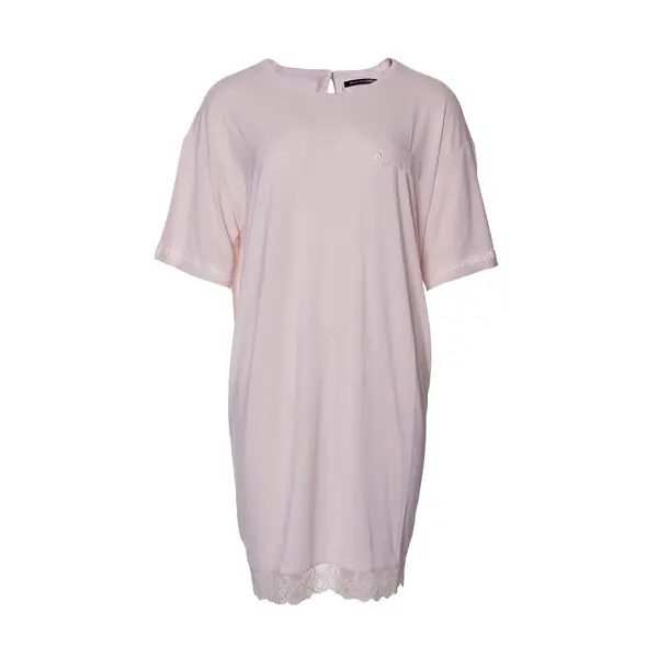 PRETTY YOU Bamboo Lace Tee Dress In Powder Puff - Grey