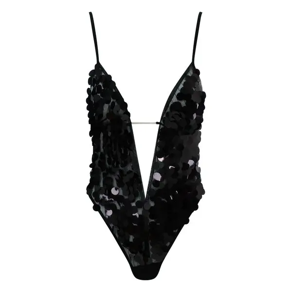 BELLE ET BON BON Apres Sun Petunia Sequin Body - Black