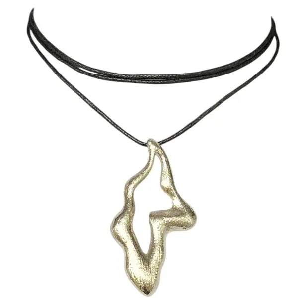 EYECONIC BY SAMAR AJRAM Silver / Black Ivy Silver Leather Necklace - Silver/black