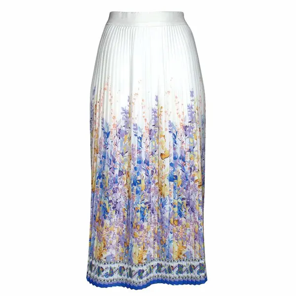 LALIPOP DESIGN Floral-print Pleated Recycled Fabric Maxi Skirt - White