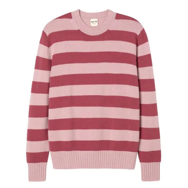 SALTS CASHMERE Lofty Knit Crew Neck Sweater Rose & Blush - Pink