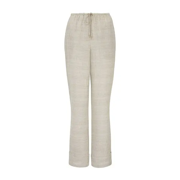 THE SUMMER EDIT Neutrals Pearl Luxe Linen Drawstring Trouser Natural - Black/blue