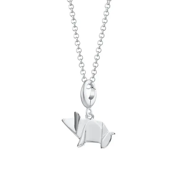 LILY CHARMED Sterling Origami Pig Charm Necklace - Silver