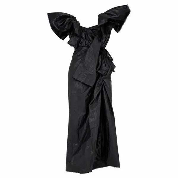 Miro Misljen Off-shoulder Ruffle Gown
