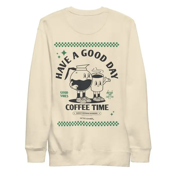 ANCHOR & CREW Neutrals Natural Gustatory Have A Good Day Cotton Blend Embroidered Sweatshirt - Brown