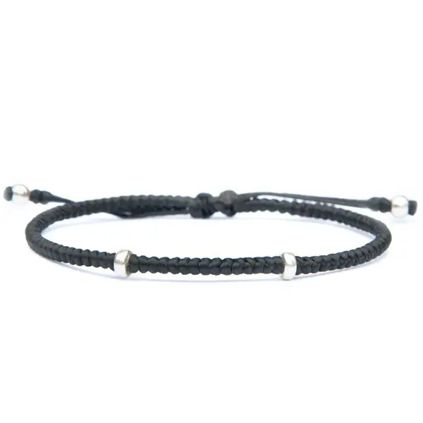 HARBOUR UK Equilibrium Silver Rope Bracelet - Black