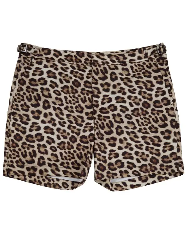 LORDS OF HARLECH Pool Leopard Tailored Swim Short - Brown