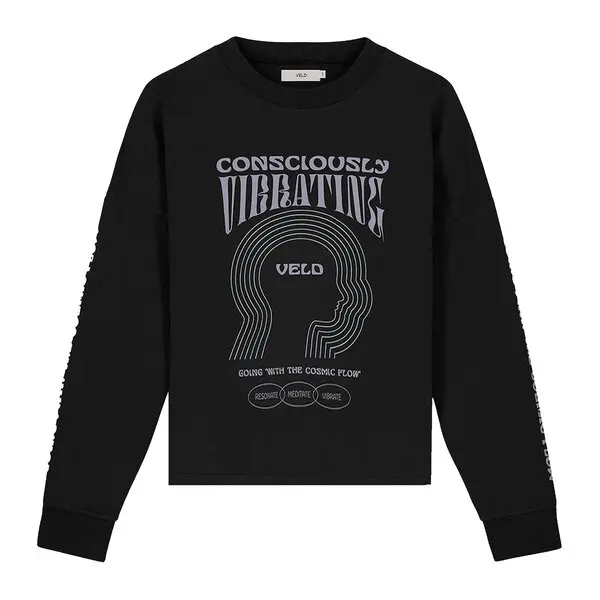 VELD Vondel Consciously Vibrating Long Sleeve T-shirt - Black