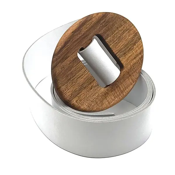 WOOD BELT Iguacu Pure 409 Unique Walnut Wood Leather Belt - White