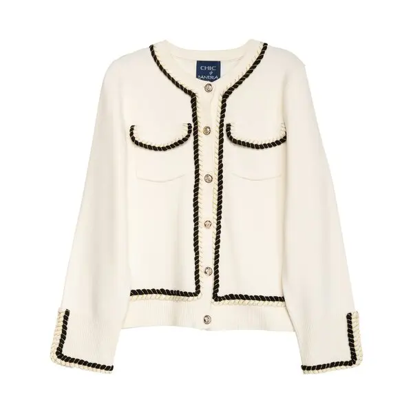 TANTRA SPAIN SL Knitted Jacket With Front Pockets - White