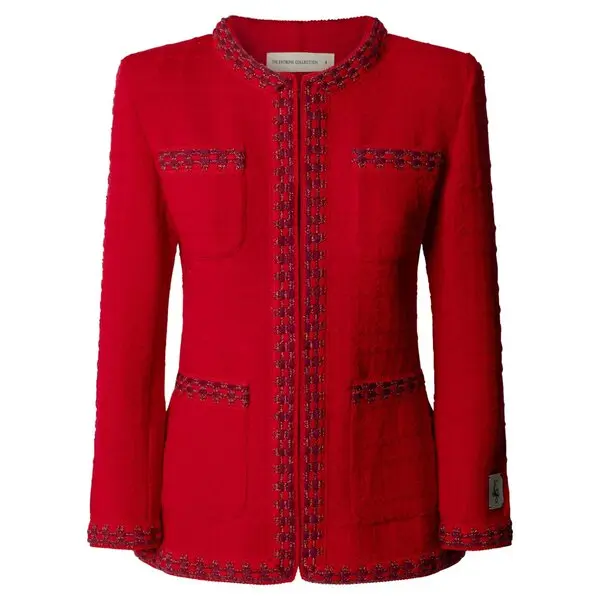 THE EXTREME COLLECTION Knit Jacket With Geometric Braiding Structu - Red
