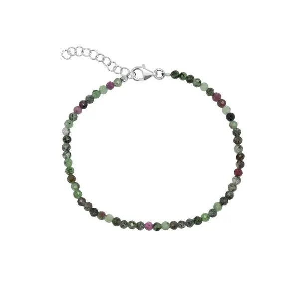 SPERO LONDON Fine Red Green Tourmaline Sterling Silver Bracelet - Gray/green/red