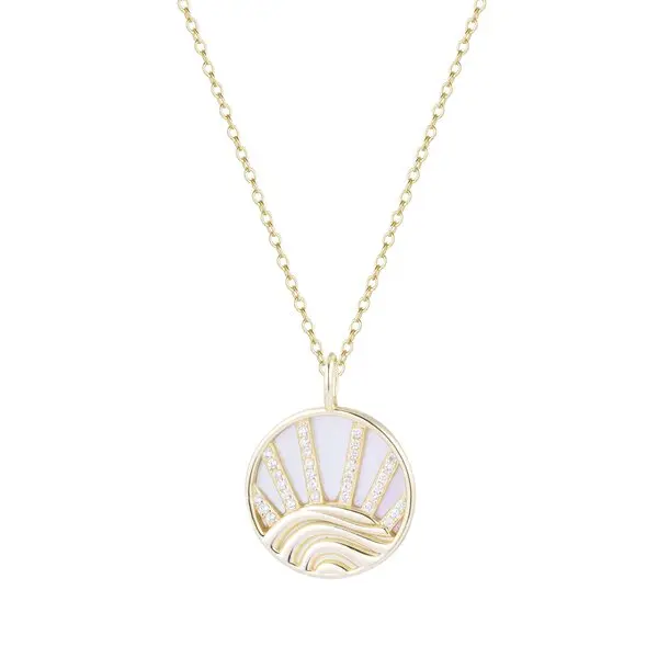 KAMARIA Ocean Pearl Sunset Necklace With Crystals - Gold
