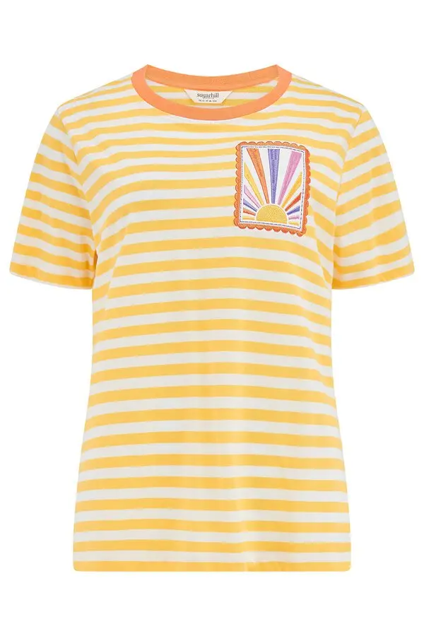 SUGARHILL BRIGHTON Maggie T-shirt Off White, Rainbow Sunshine - Yellow