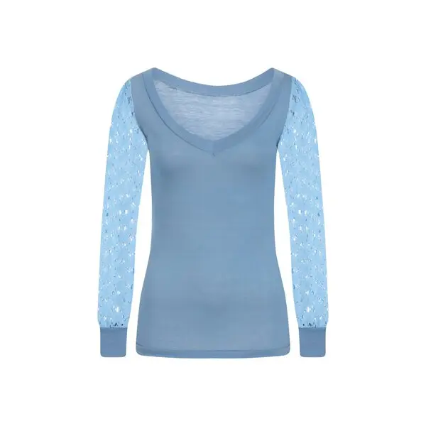 SOPHIE CAMERON DAVIES Lace Sleeve Top - Blue
