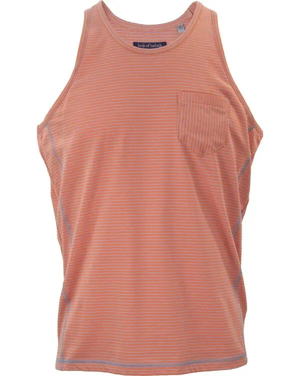 LORDS OF HARLECH Tristan Tank Coral & Stripe - Blue