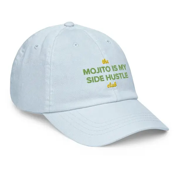 ANCHOR & CREW Pastel Mojito Is My Side Hustle Club Chino Embroidered Cap - Blue