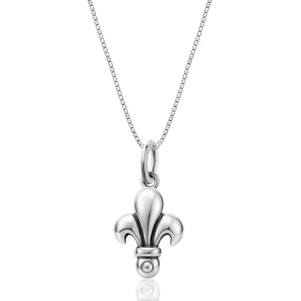 UNALOE Sterling Fleur De Lis Necklace – Florentine Lily Symbol Pendant Fine Jewellery - Silver