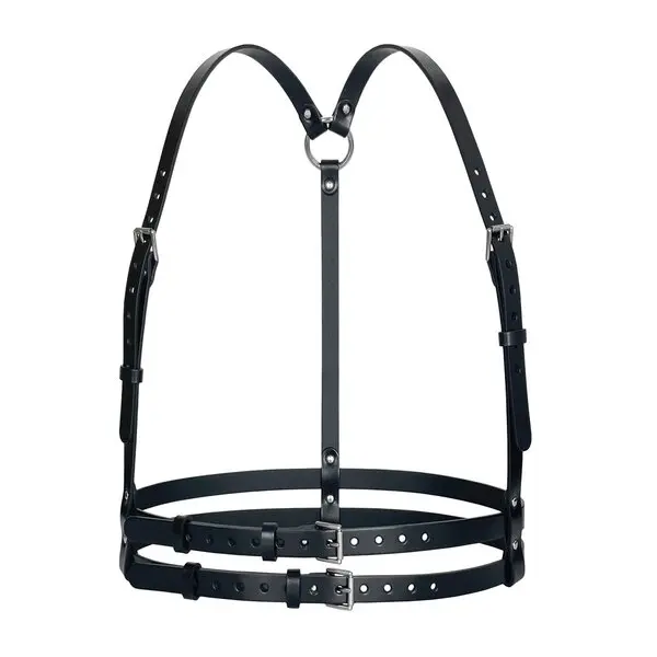 HAUTE CUIR Leather Double Belt Harness - Black