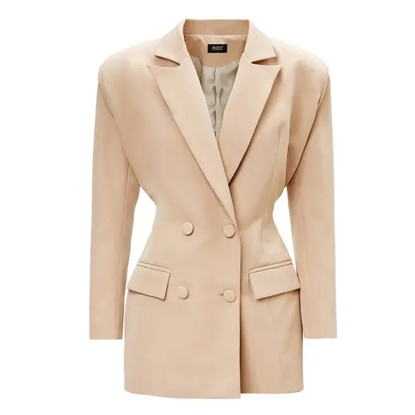 BLUZAT Neutrals Tailored Hourglass Blazer - Beige