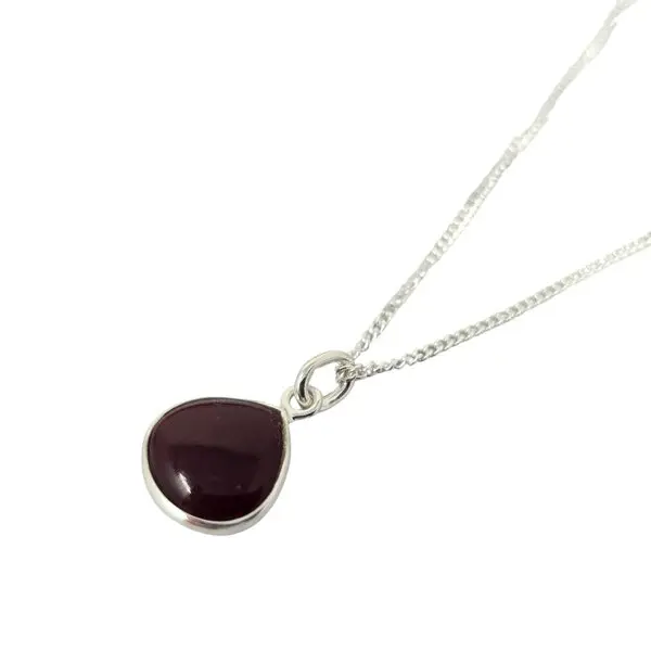 HARFI Red / Silver Dark Ruby Gemstone Sterling Silver Necklace - Red/silver