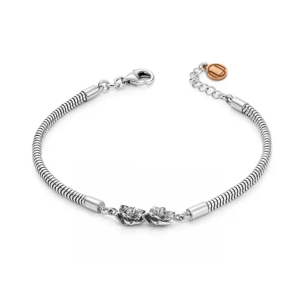 UNALOE Purelei Double Rose Sterling Snake Chain Bracelet - Silver