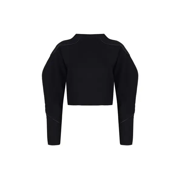 MIRIMALIST Angle Open Back Top In Sweatshirt - Black