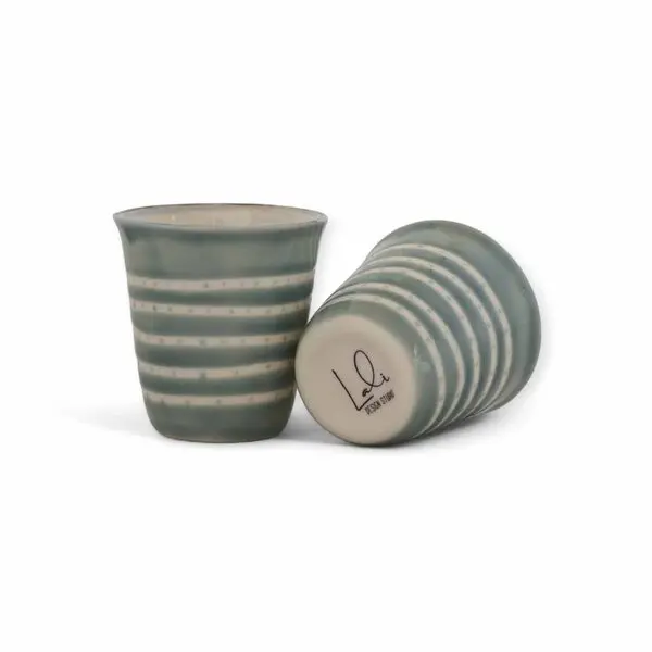 Lali Design Studio Blue / Grey Aura Blue-grey Porcelain Tumblers Set Of Two Small - Blue/grey