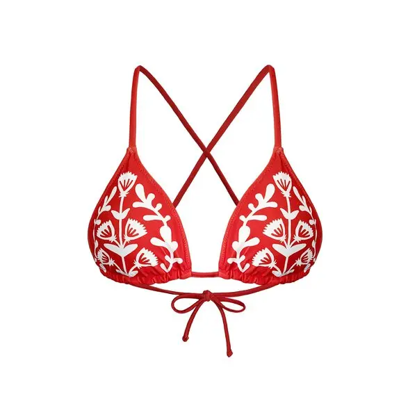 JESSIE ZHAO NEW YORK Red / White Coral Garden Reversible Triangle Bikini Top - Red/white