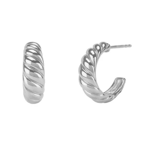 BERMUDA WATCH COMPANY Annie Apple Milly Sterling Croissant Hoop Earrings - Silver